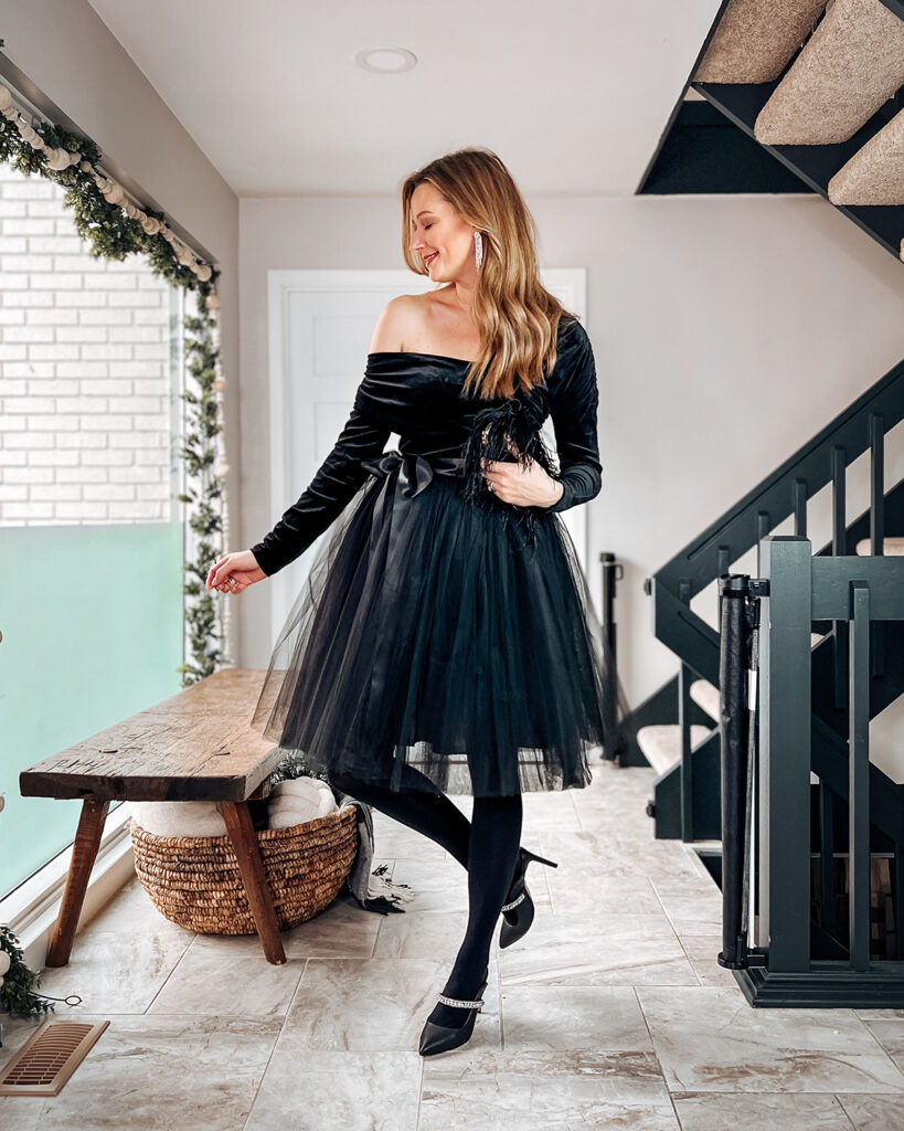 A Black Tulle Skirt Look for the Holidays - The Charming Detroiter